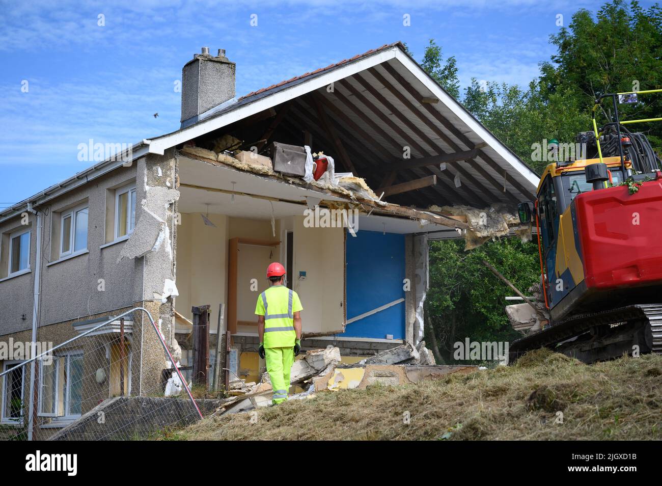 Property Demolition. A row of houses in united kingdom being demolished ...