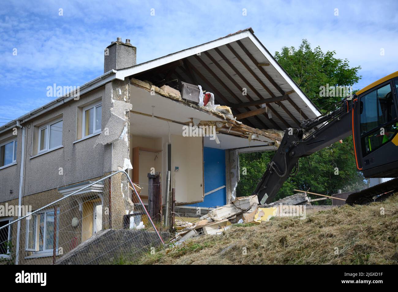 Property Demolition. A row of houses in united kingdom being demolished ...