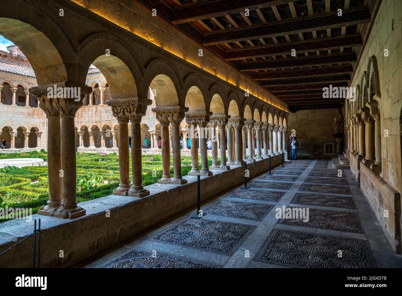 Romanesque cloister in Abbey of Santo Domingo de Silos, Castile and ...