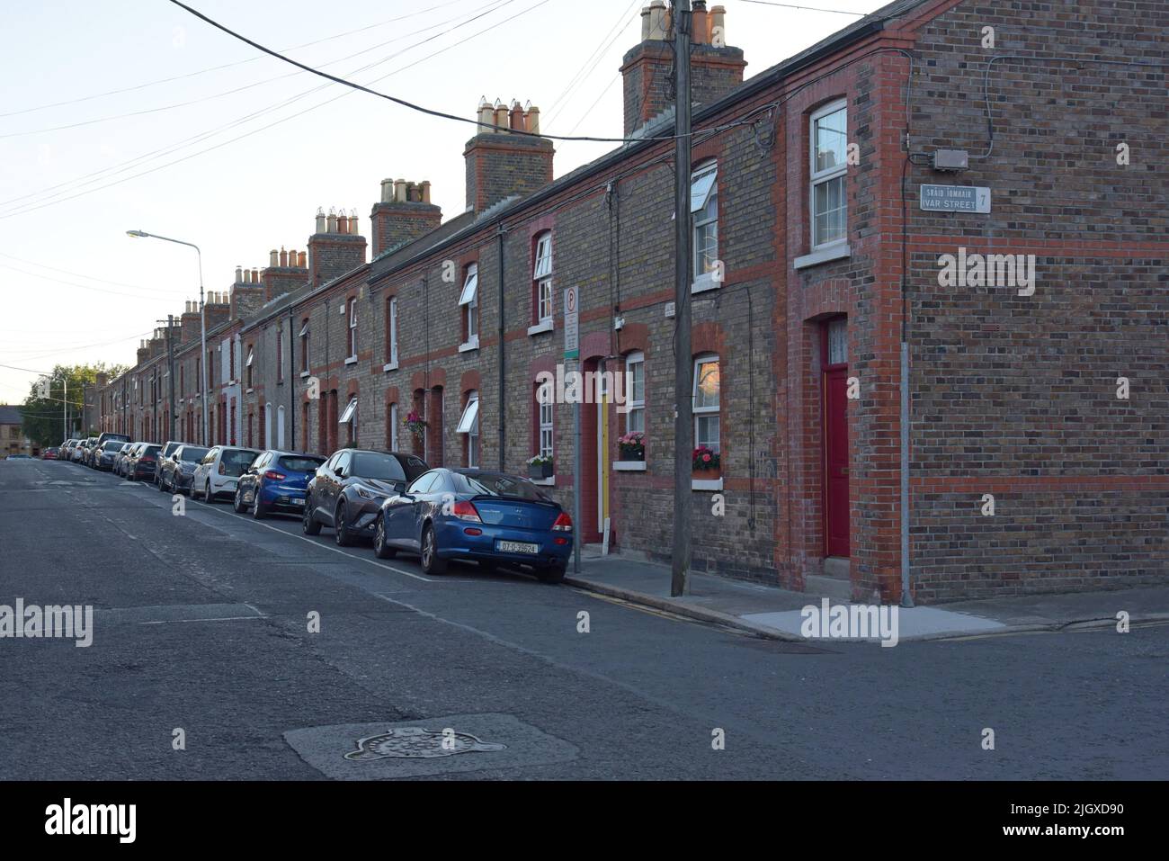Victorian terraced street in Stoneybatter, a trendy inner city are of ...