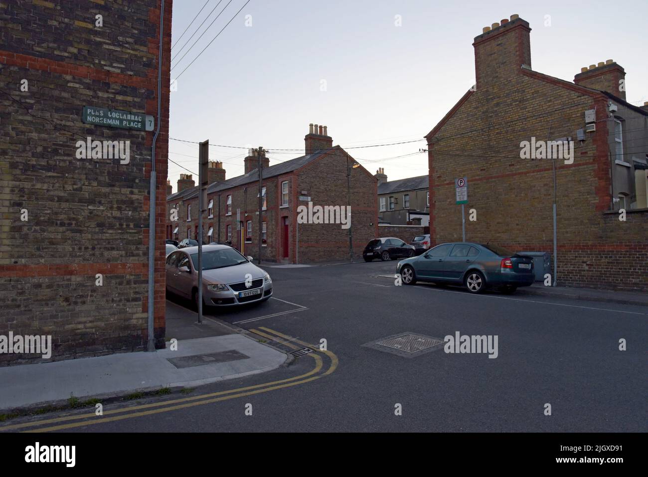 Victorian terraced street in Stoneybatter, a trendy inner city are of ...