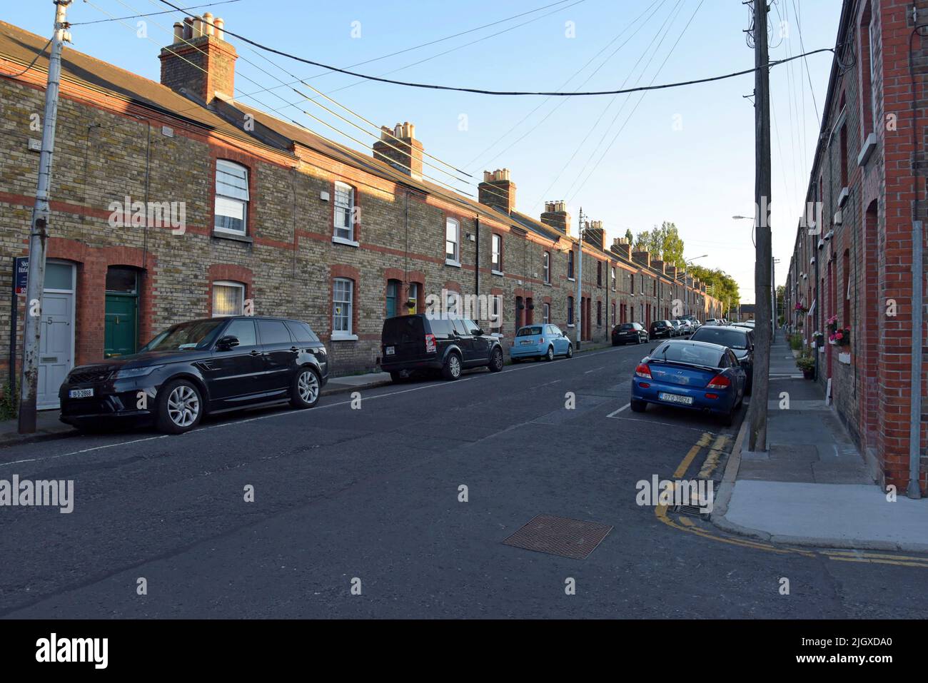 Victorian terraced street in Stoneybatter, a trendy inner city are of ...