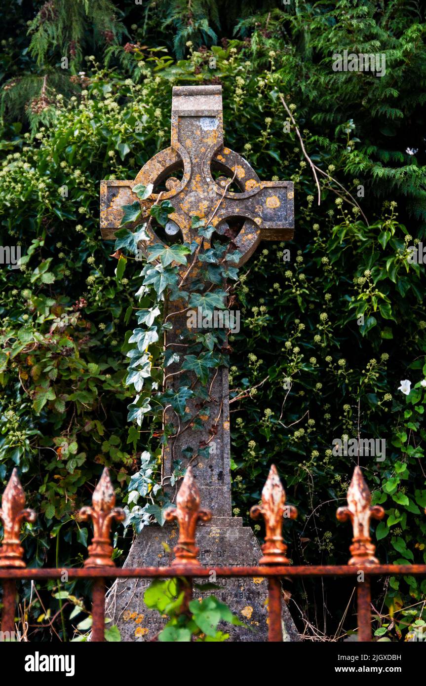 Carved stone ringed Irish cross in Virginia, Ireland Stock Photo - Alamy