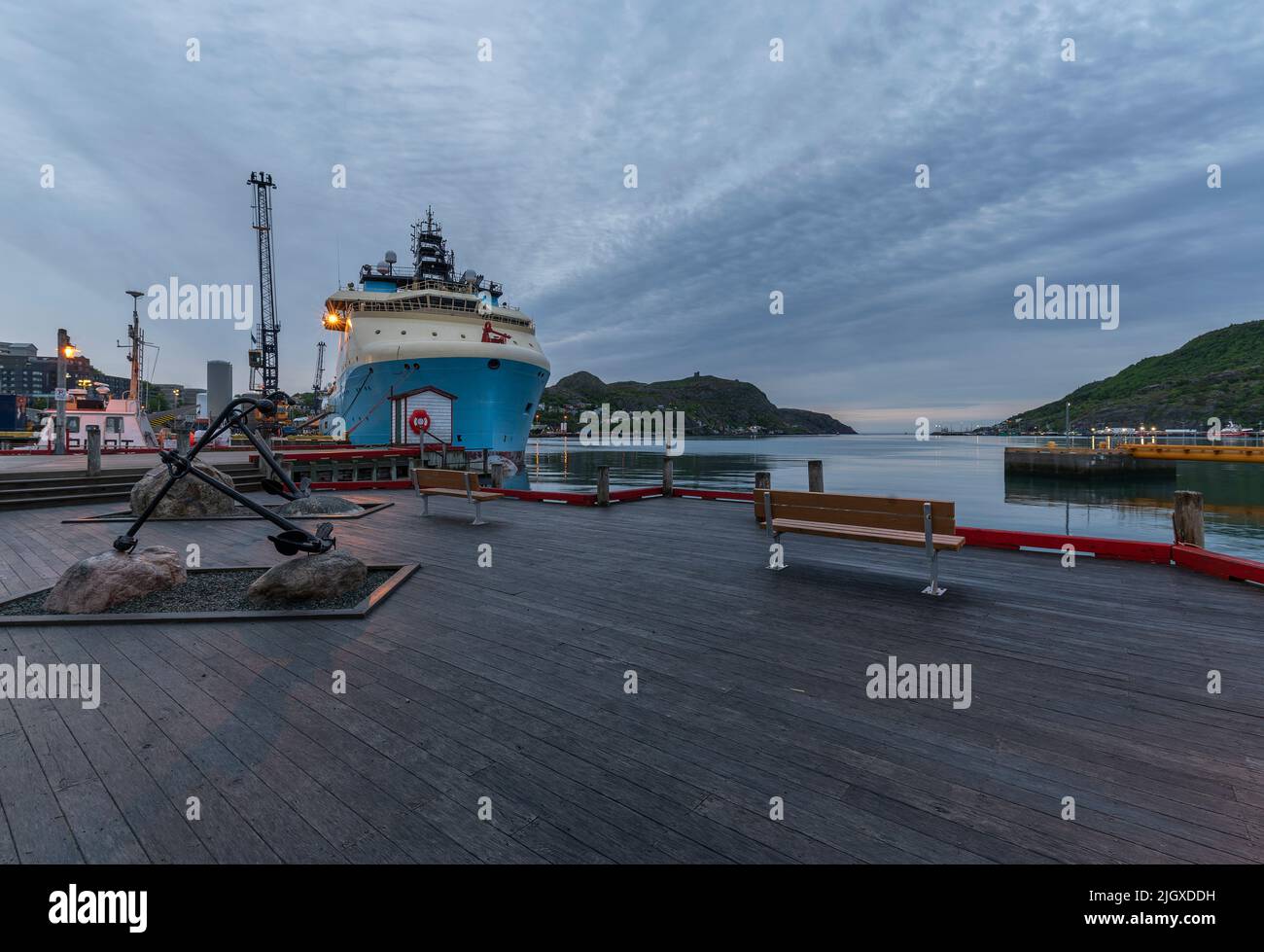 Early morning ship moored in the St. John’s Harbor Stock Photo - Alamy