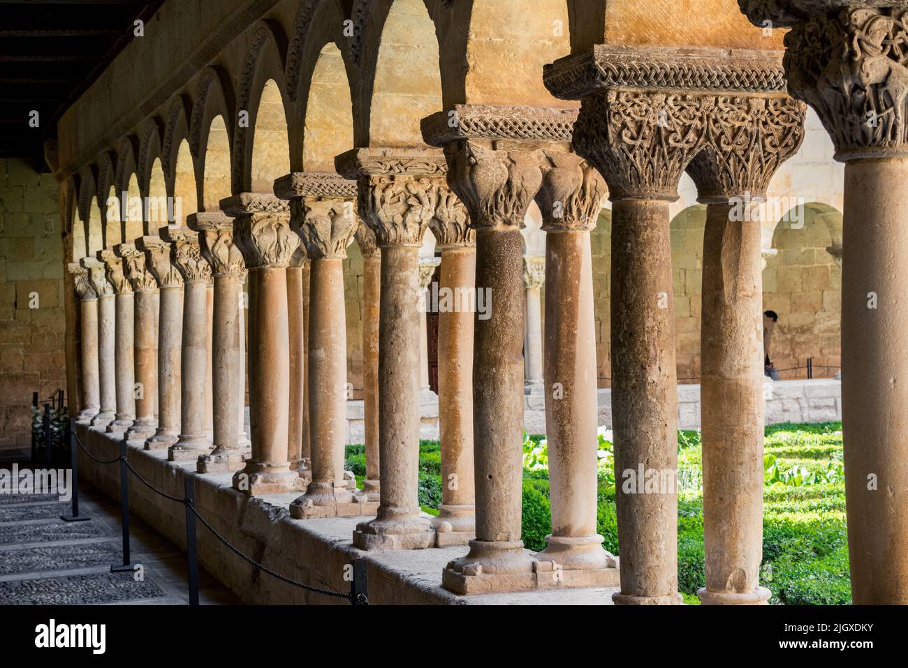 Romanesque cloister in Abbey of Santo Domingo de Silos, Castile and ...