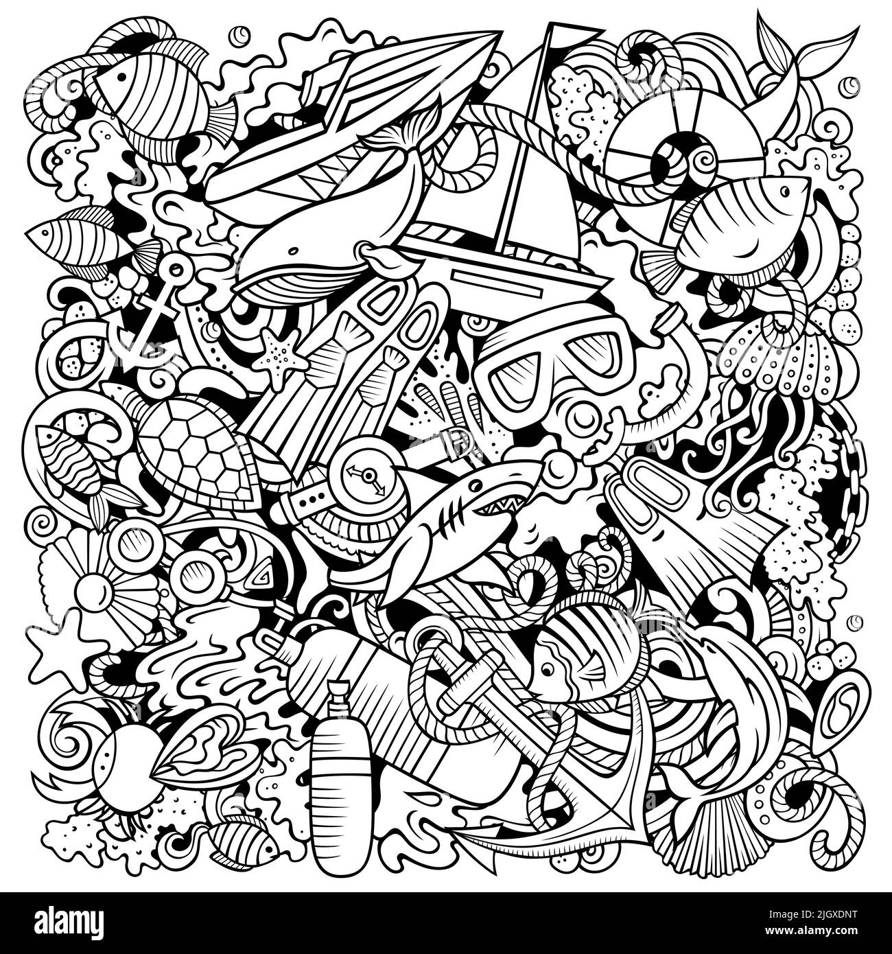 Diving cartoon vector doodles illustration Stock Vector Image & Art - Alamy