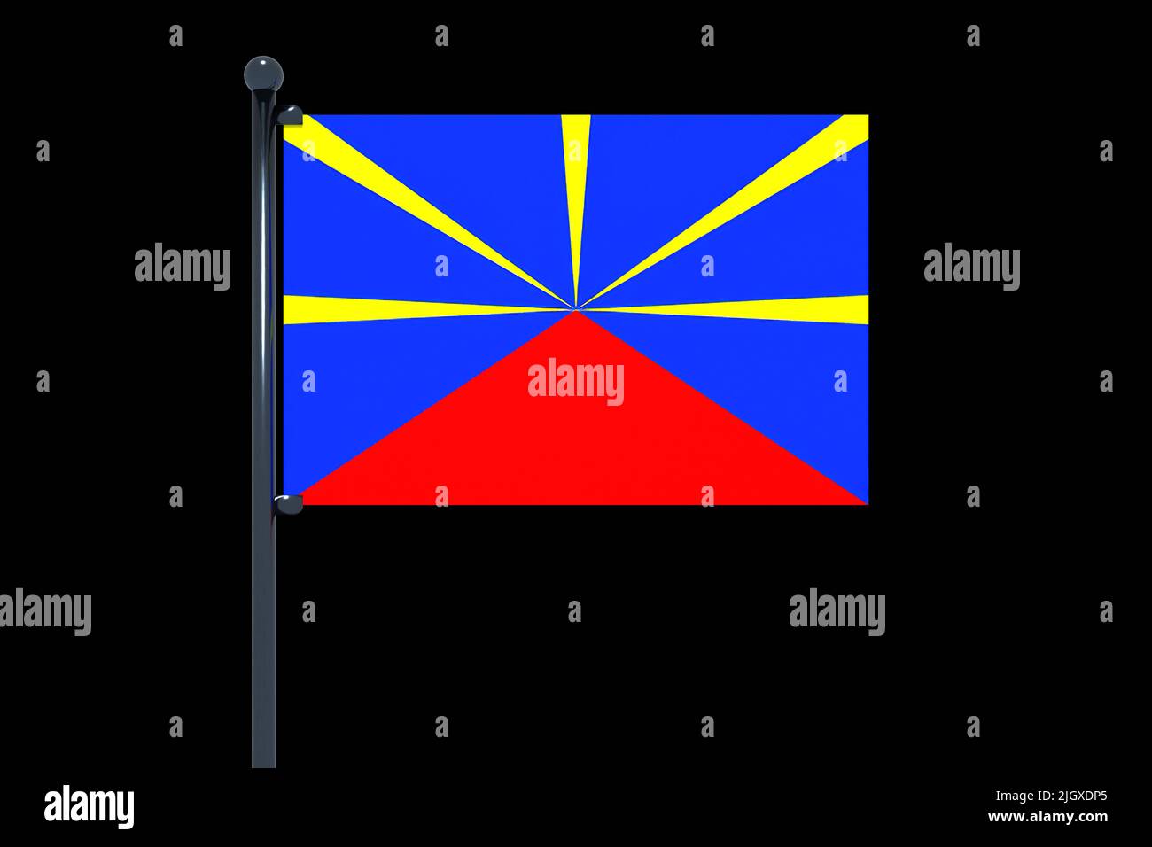 A vector illustration of the flag of Reunion on a black background ...