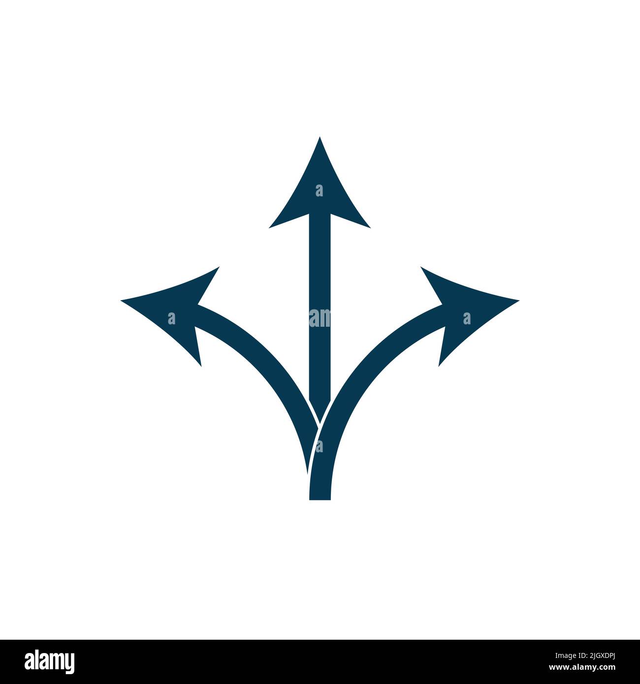 Three Way Direction Arrow Icon Vector Isolated On White Background