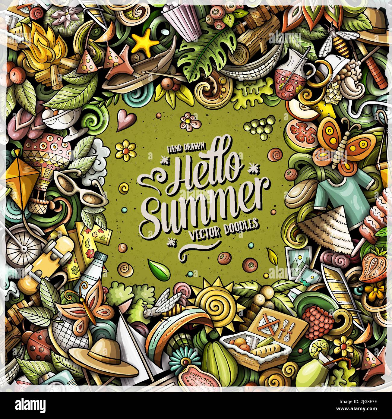 Summer cartoon vector doodles frame Stock Vector Image & Art - Alamy