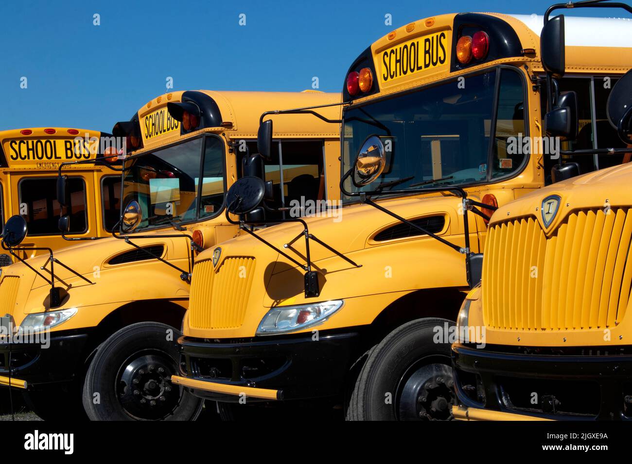 Big Yellow School Bus are parked, clean and shiny waiting to bring the ...