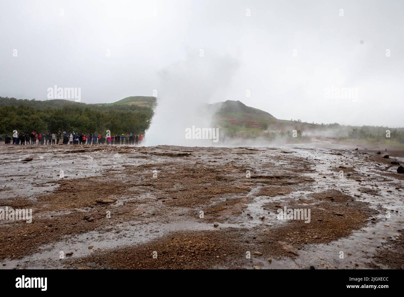 A general view of a geyser at Haukadalur, Iceland. Image shot on 7th ...