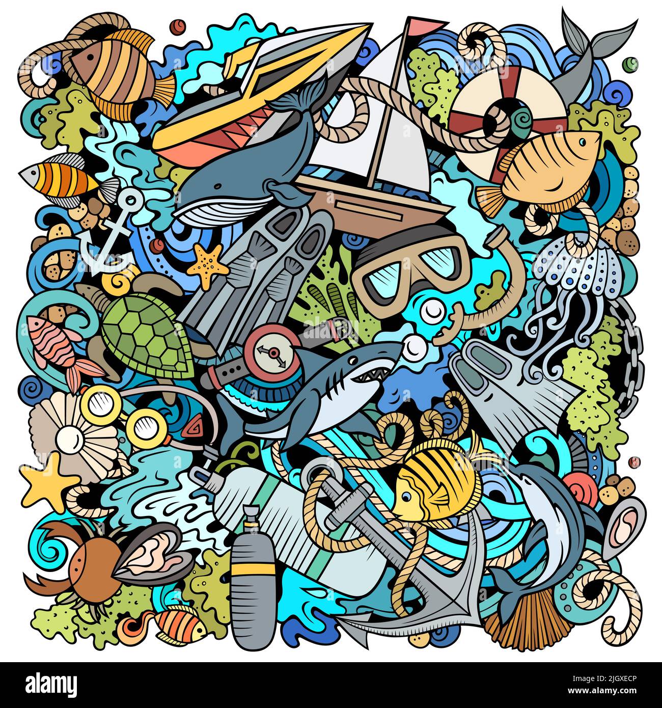 Diving cartoon vector doodles illustration Stock Vector Image & Art - Alamy