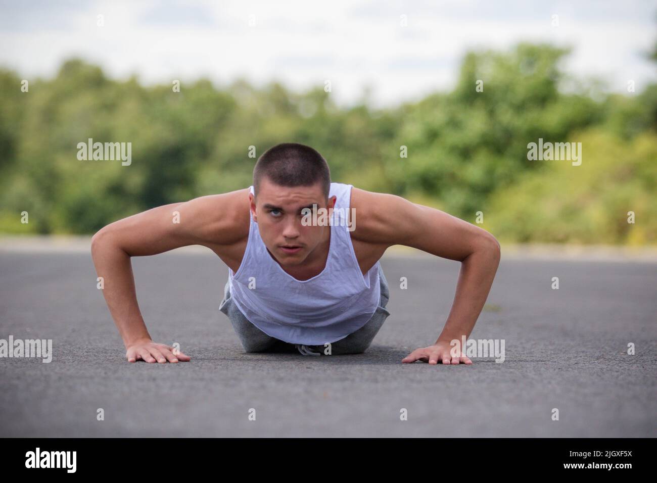 Teen Doing Pushups