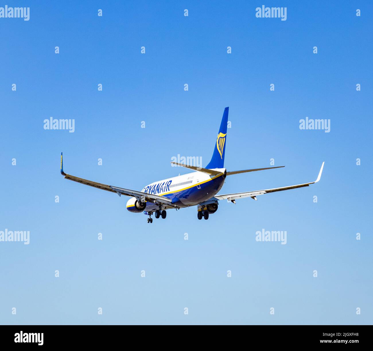 A picture of a Ryanair plane landing Stock Photo - Alamy