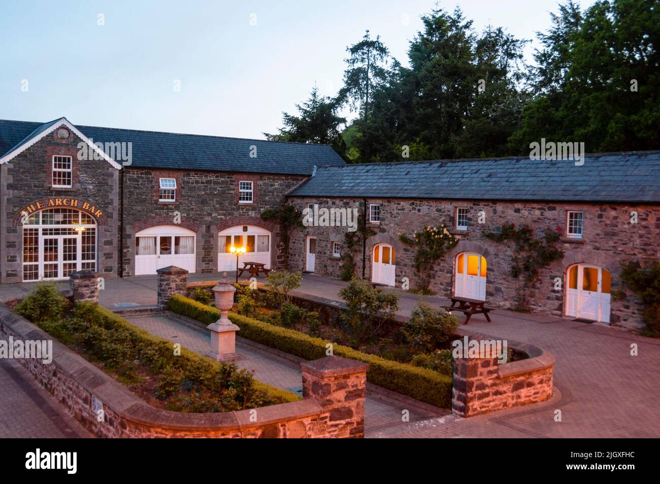 Courtyard and stone walled rose gardens in Virginia, Ireland Stock ...