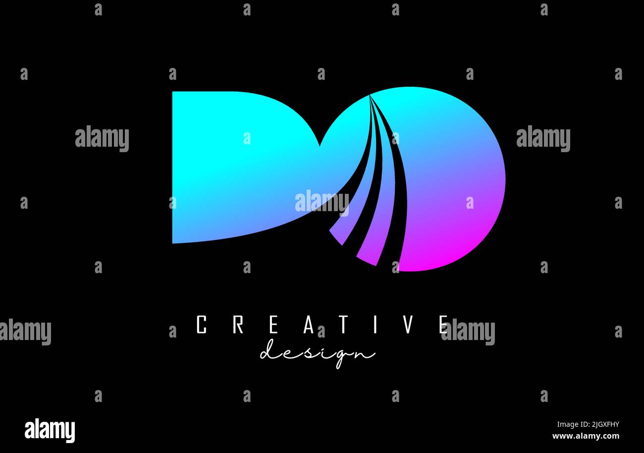 Creative colorful letter Do d o logo with leading lines and road ...