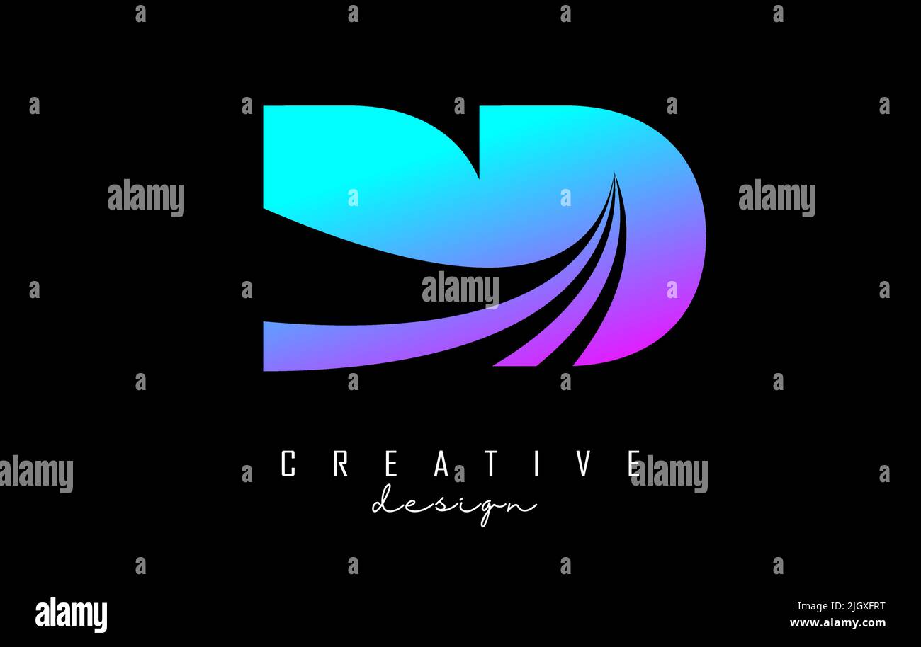 Creative colorful letter Dd d logo with leading lines and road concept ...