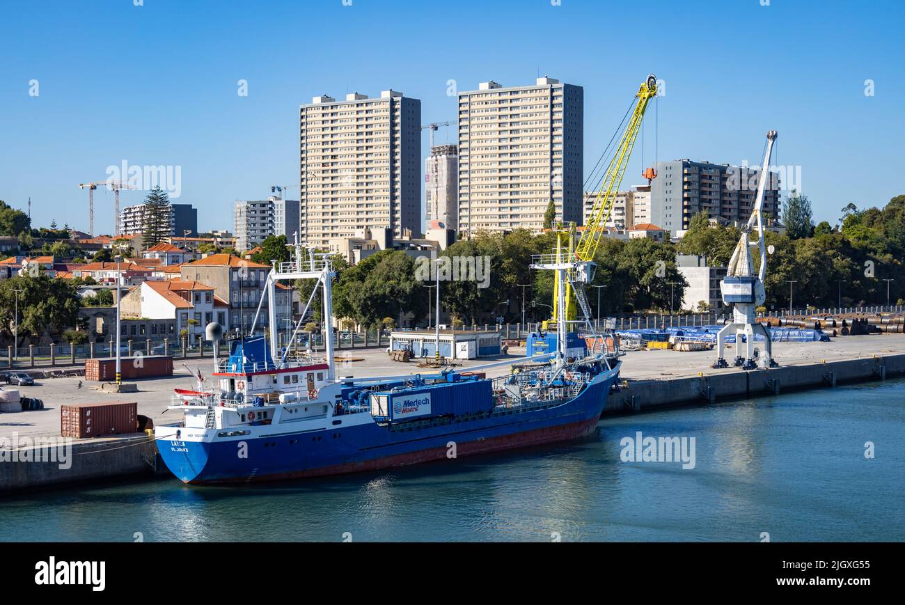 A picture of the Leixões Port and the Leça de Palmeira side Stock Photo ...