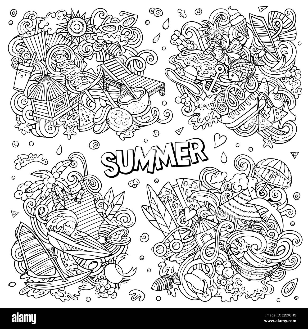 Set beach coast objects Cut Out Stock Images & Pictures - Alamy