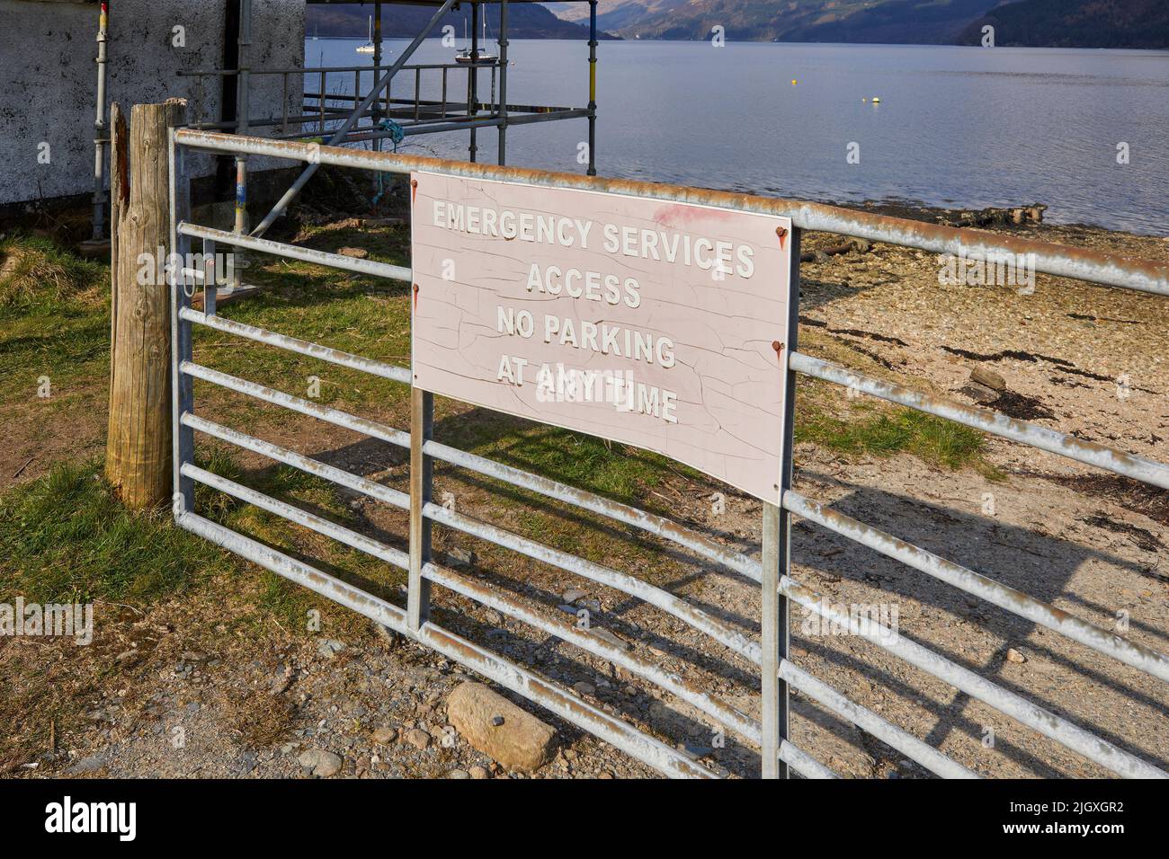 Emergency services notice board on 7 bar metal farm gate. Carrick ...