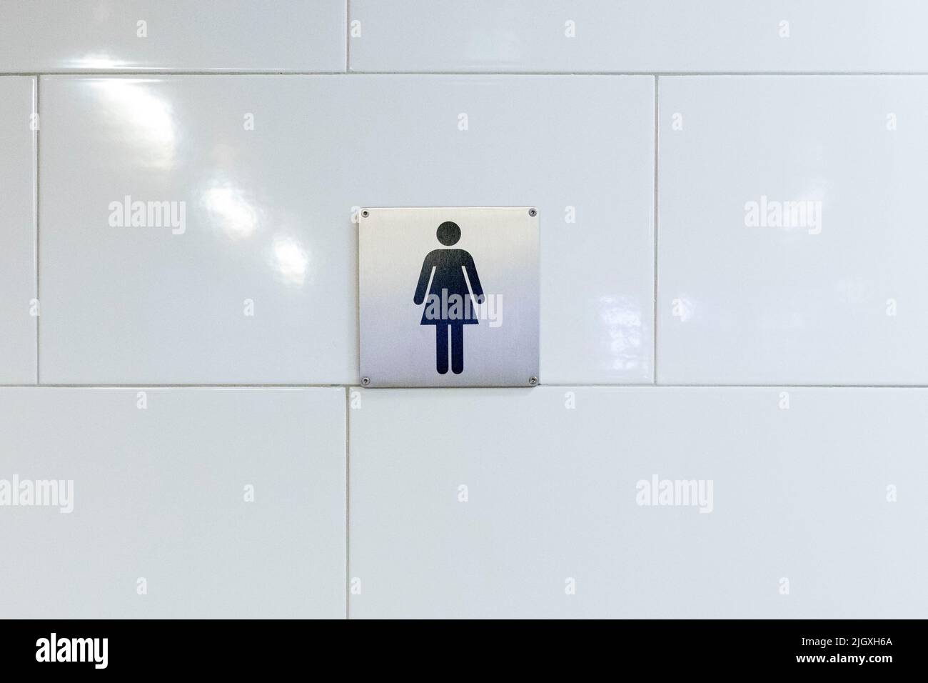A female toilet sign at Keflavík Airport, Iceland. Image shot on 6th ...