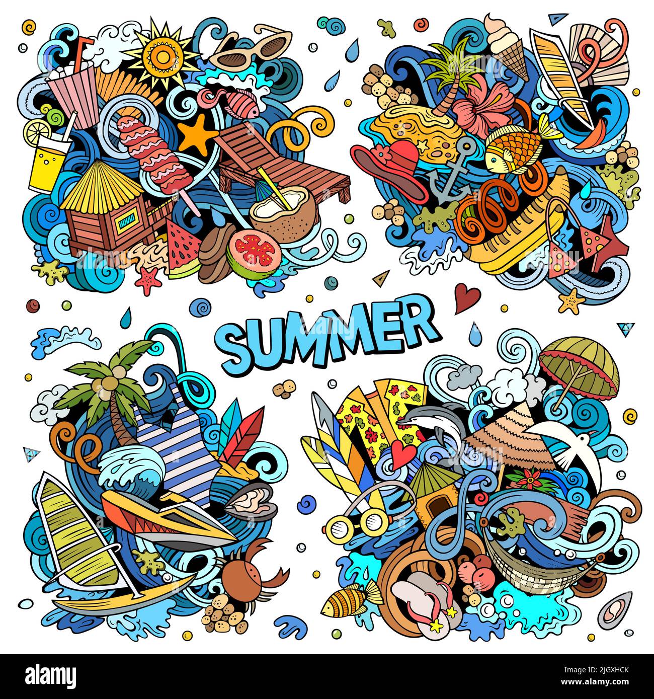 Set beach coast objects Cut Out Stock Images & Pictures - Alamy