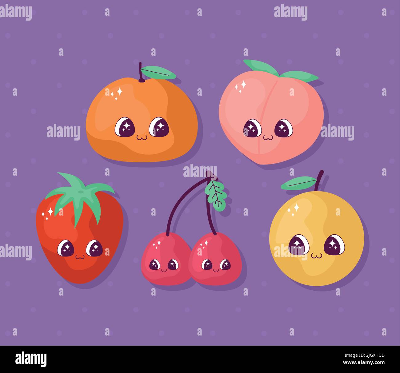 five kawaii fruits Stock Vector Image & Art - Alamy
