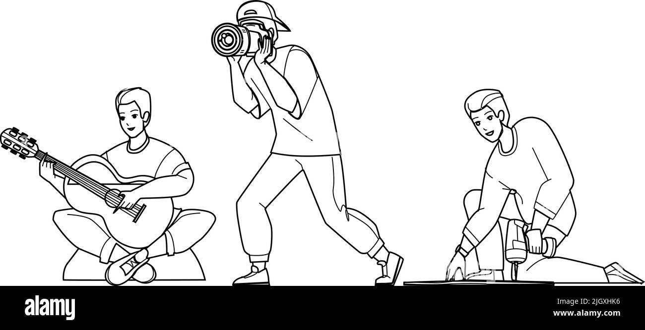 Hobby Male And Recreational Funny Time Vector Stock Vector Image & Art ...