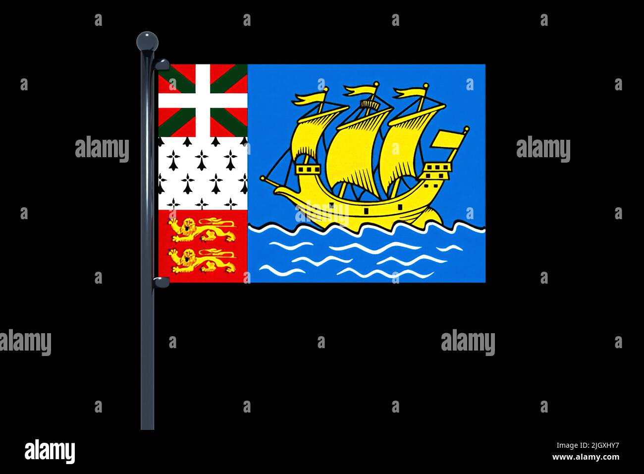 A vector illustration of the flag of Saint Pierre and Miquelon on a ...