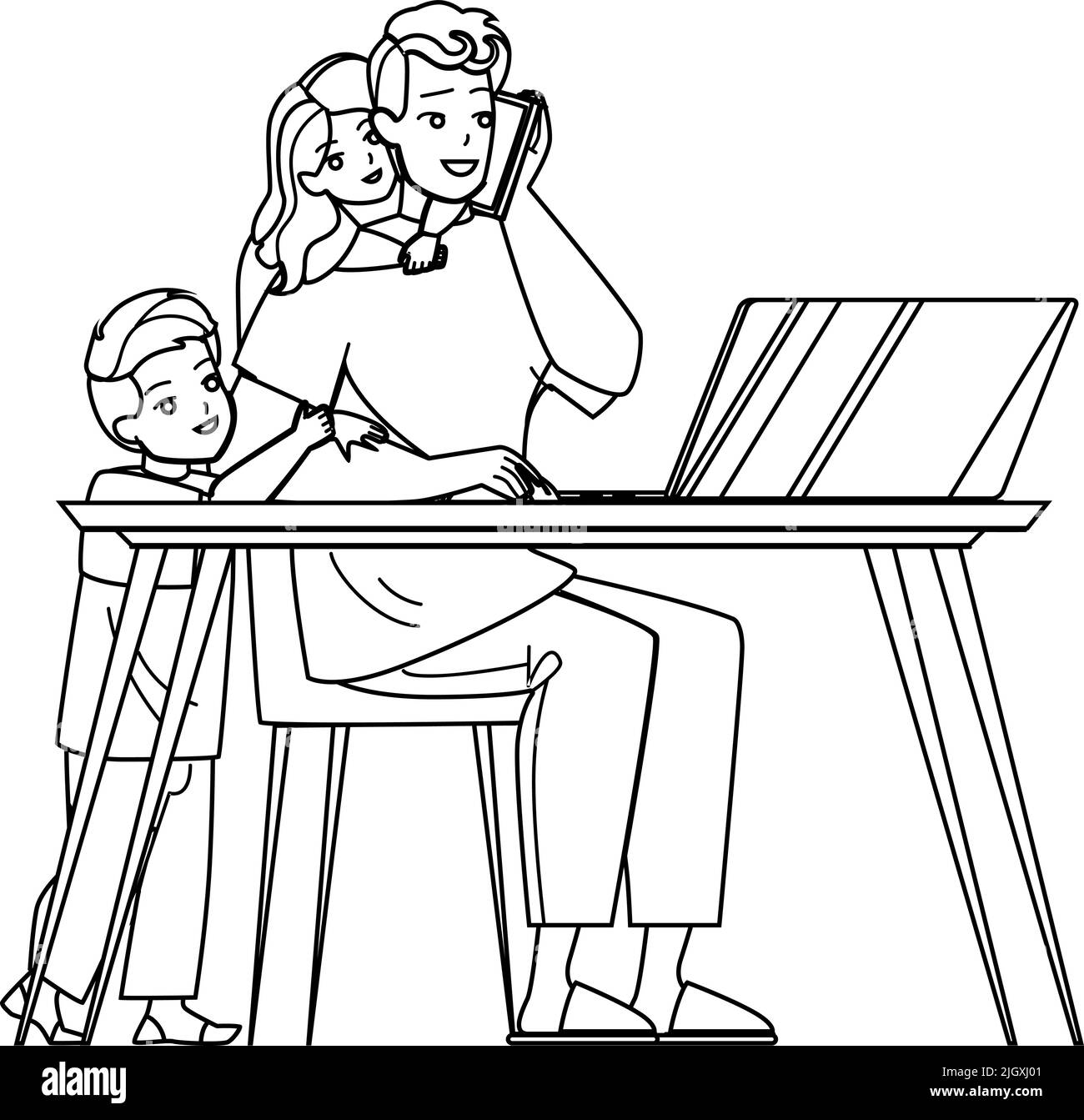 home work stress father vector Stock Vector Image & Art - Alamy