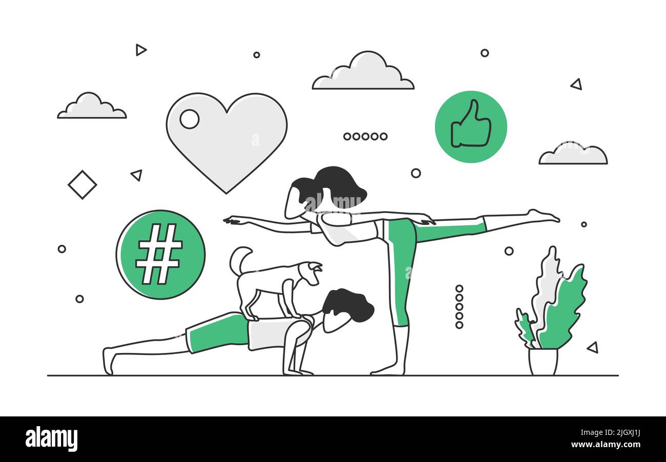 People doing yoga exercises and stretching pose. Daily fitness training ...