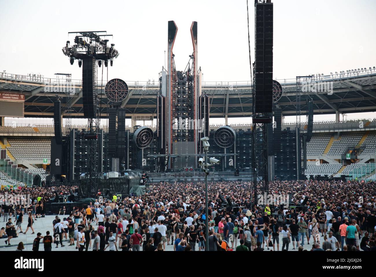 TURIN, ITALY - JULY 12 : Rammstein concert during "Europe Stadium Tour ...
