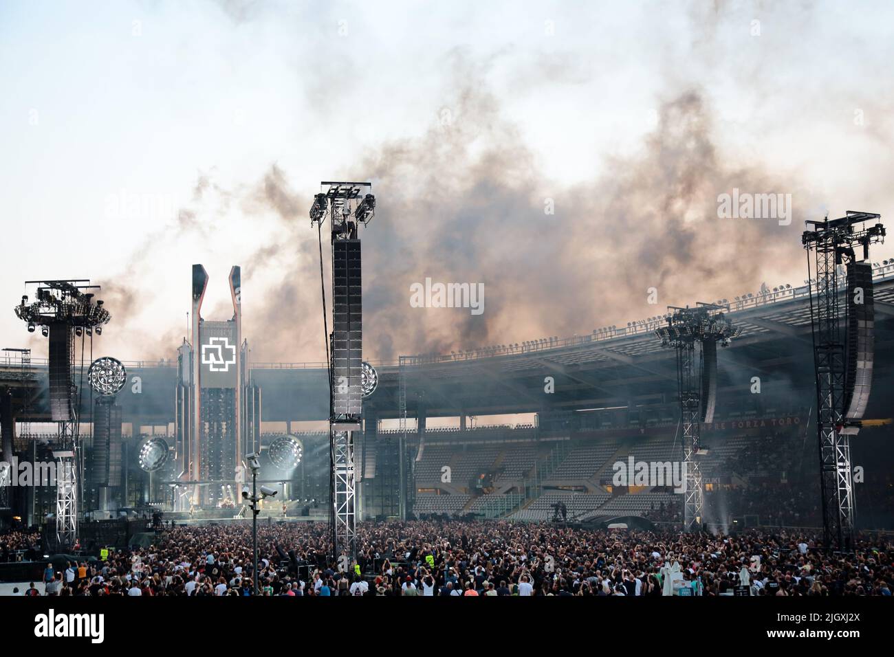 TURIN, ITALY - JULY 12 : Rammstein concert during "Europe Stadium Tour ...