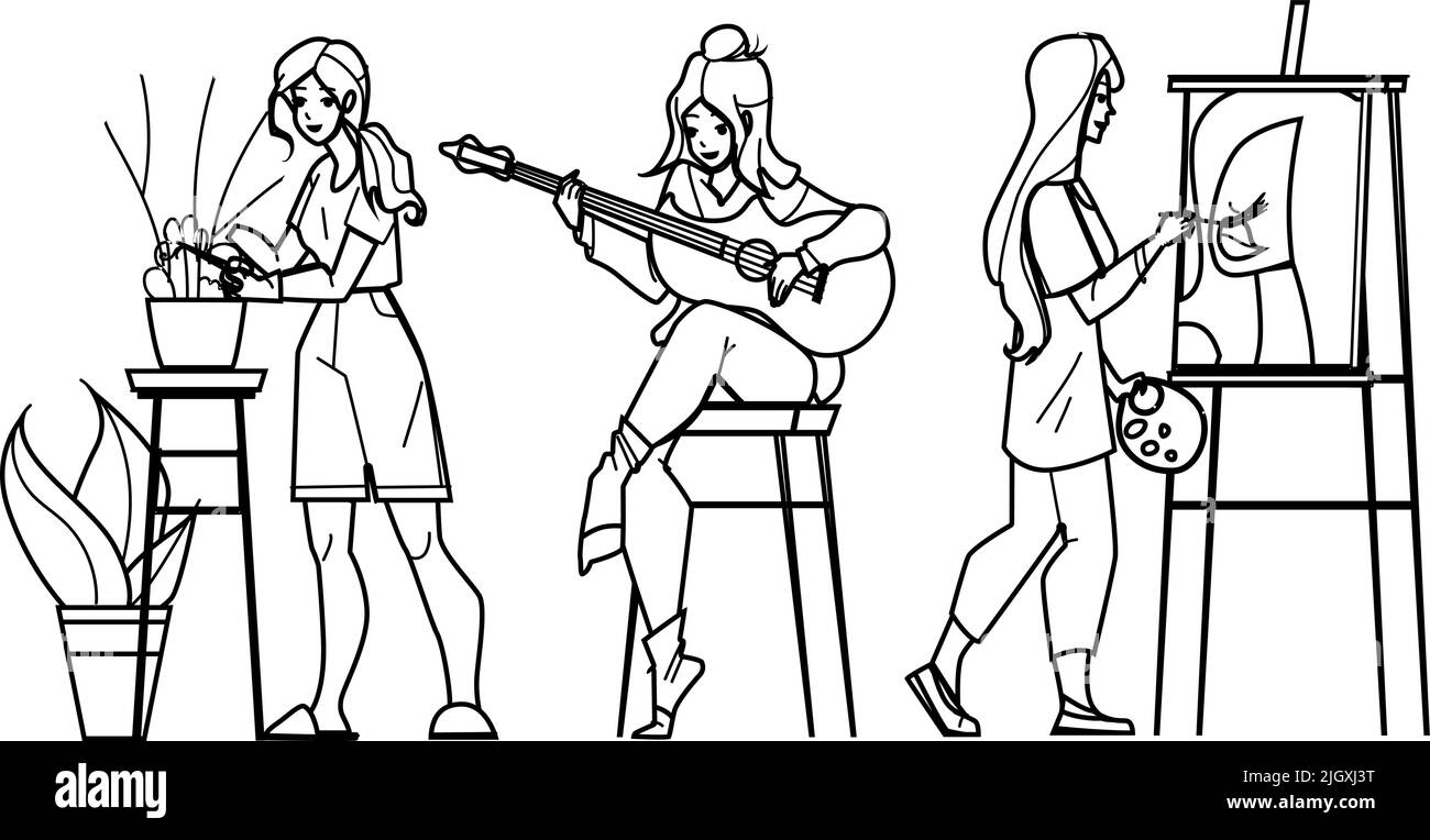hobby female vector Stock Vector Image & Art - Alamy