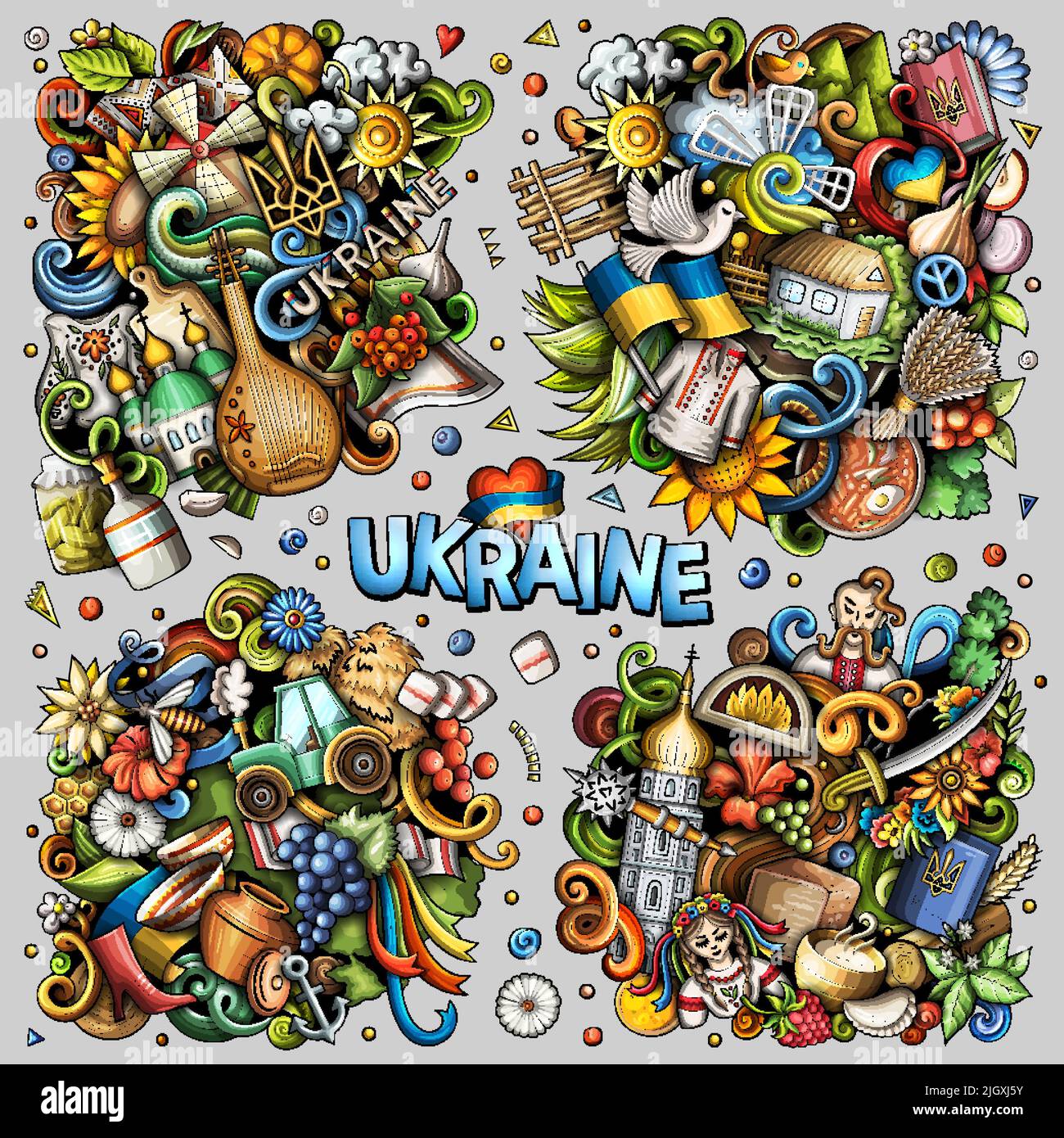 Ukraine cartoon vector doodle designs set Stock Vector Image & Art - Alamy