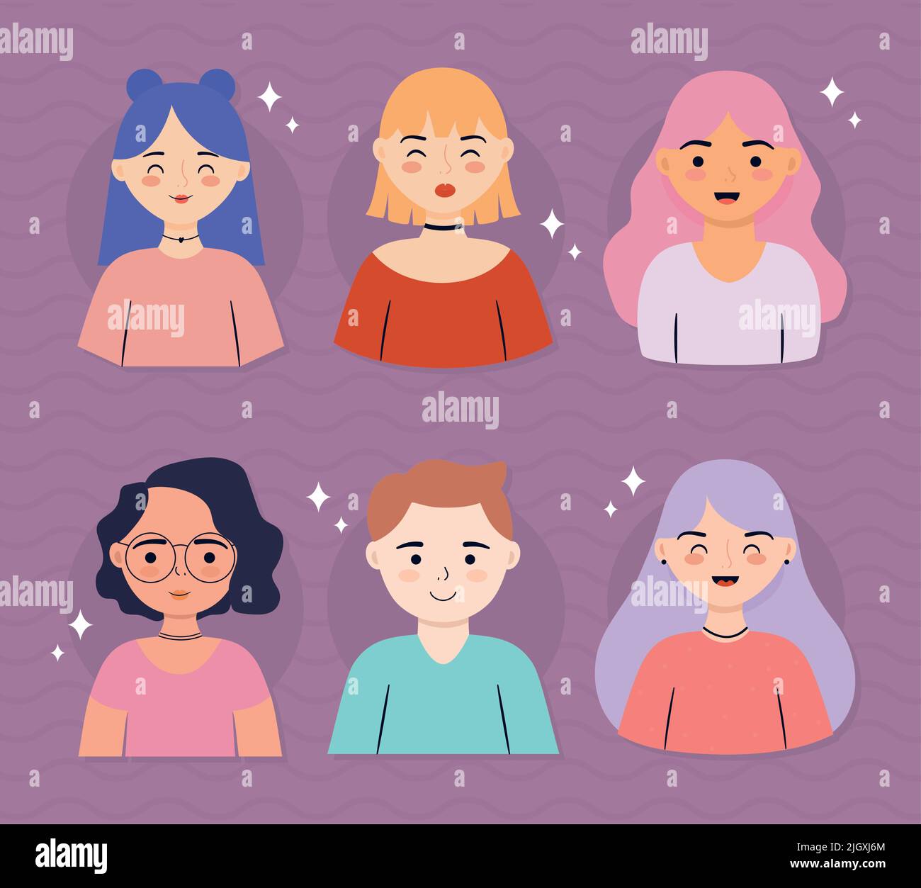 six people group Stock Vector Image & Art - Alamy