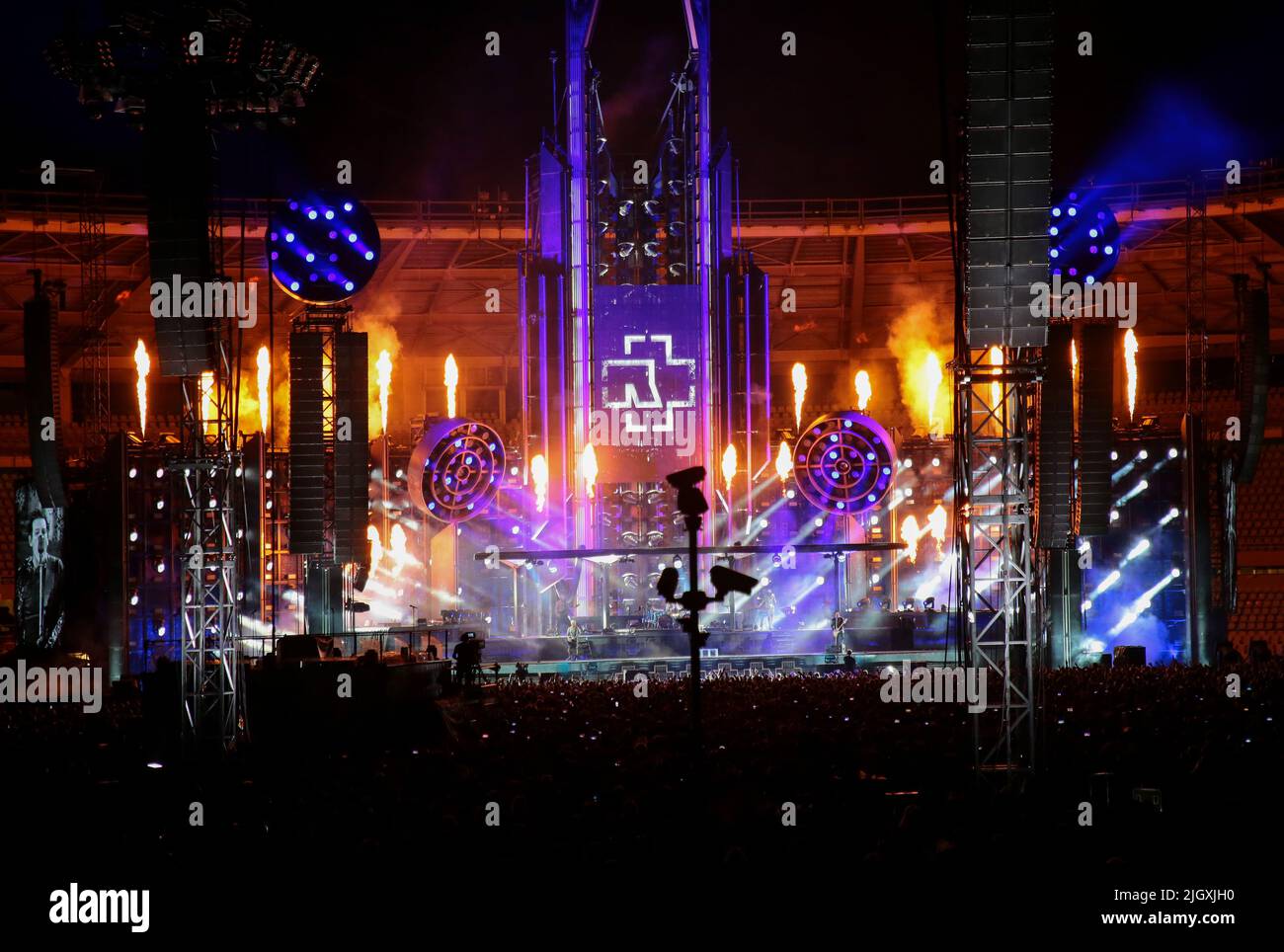 TURIN, ITALY - JULY 12 : Rammstein concert during "Europe Stadium Tour ...