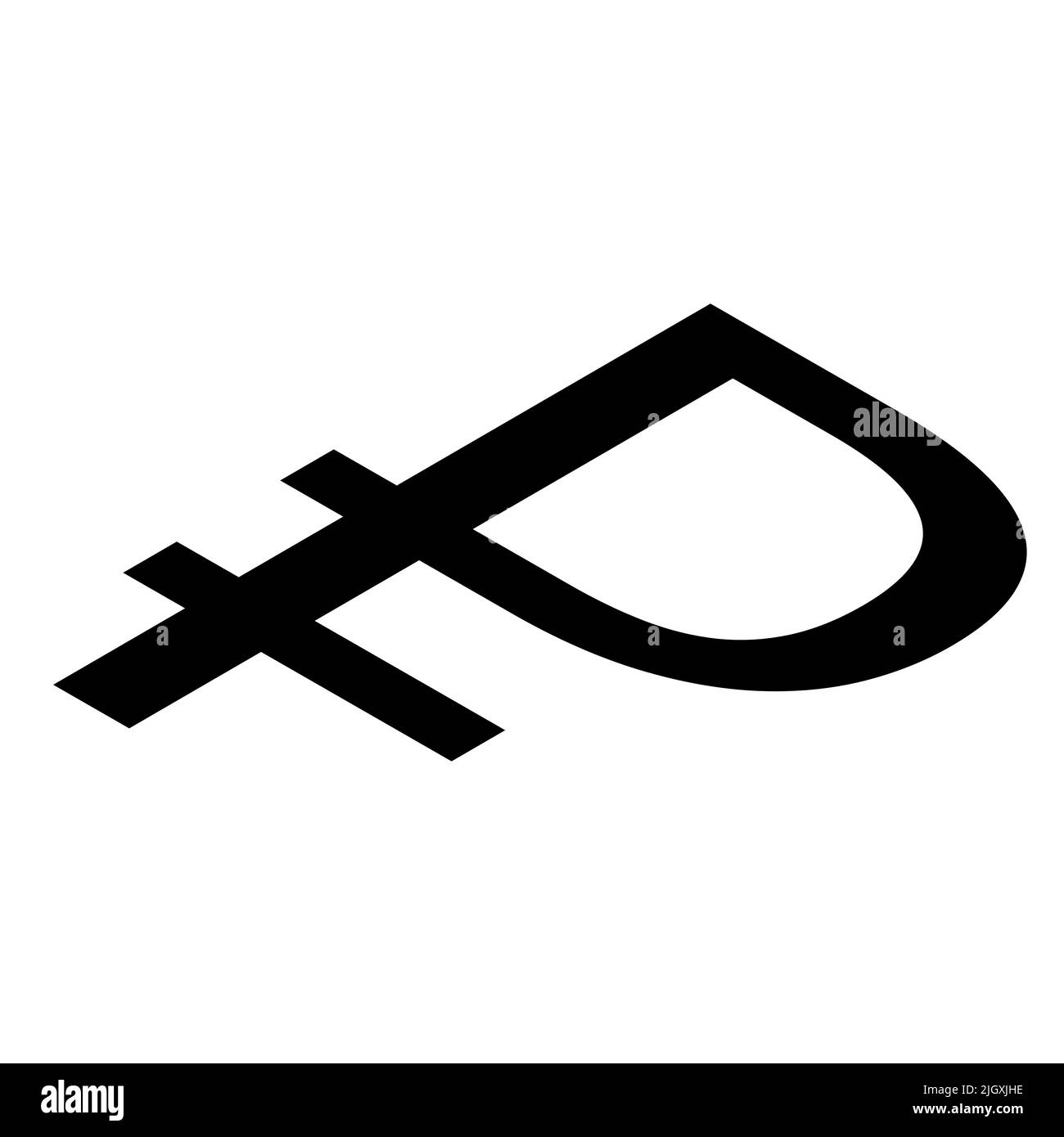 Russian ruble RUB currency sign silhouette in isometric top view ...