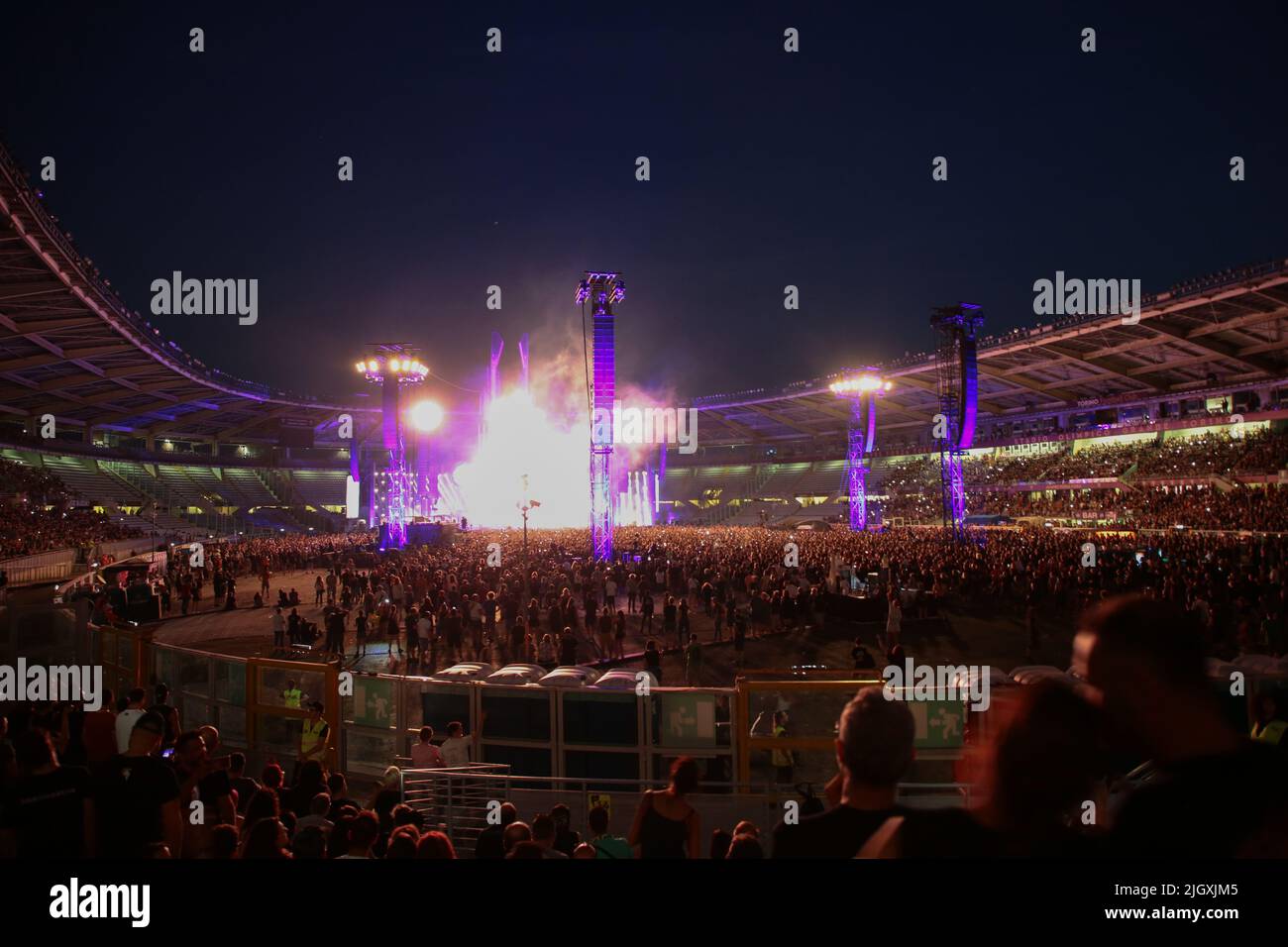 TURIN, ITALY - JULY 12 : Rammstein concert during "Europe Stadium Tour ...