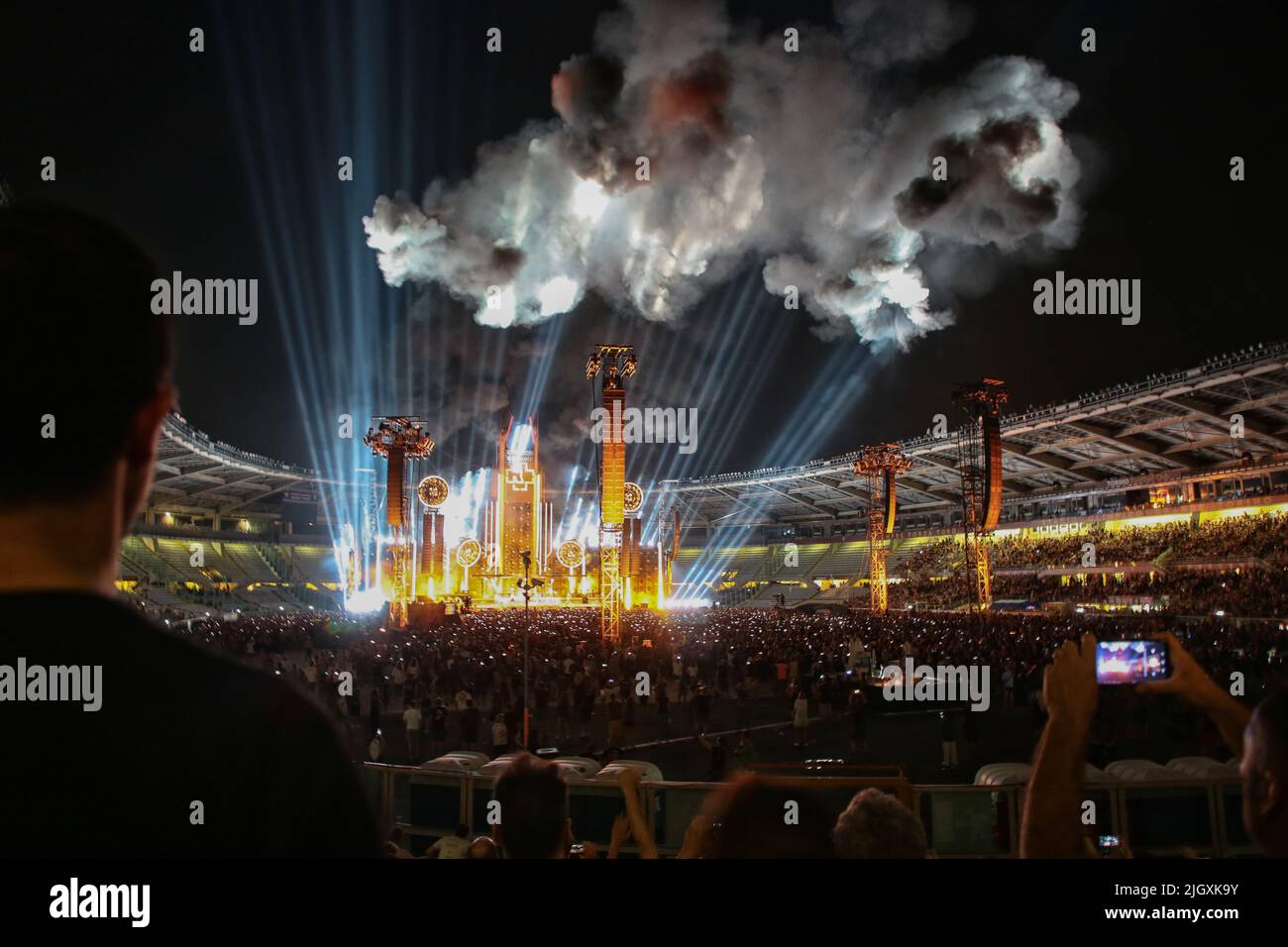 TURIN, ITALY - JULY 12 : Rammstein concert during "Europe Stadium Tour ...