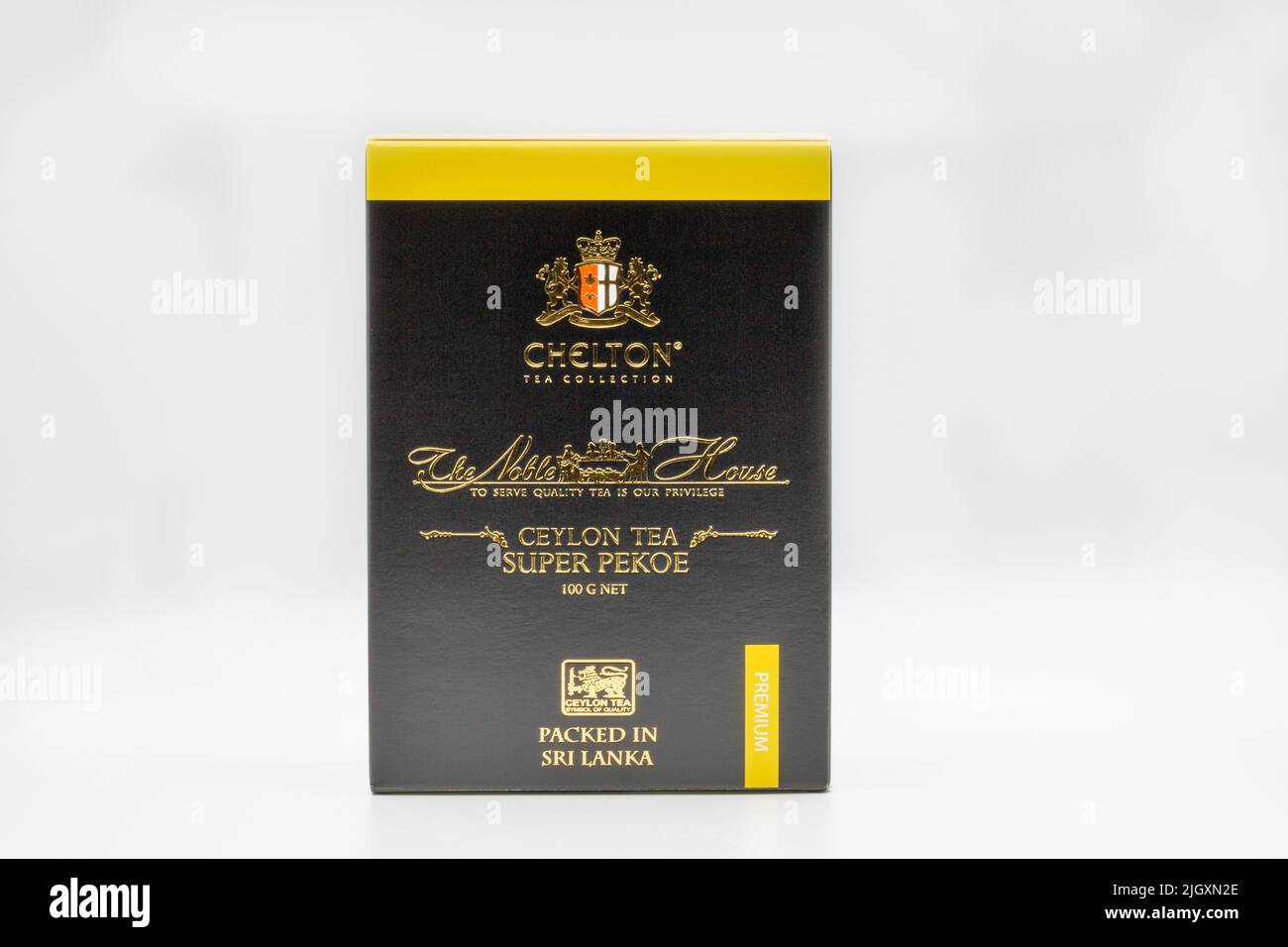 Kyiv, Ukraine - May 08,2021: Sri Lanka Chelton Ceylon tea brand box ...