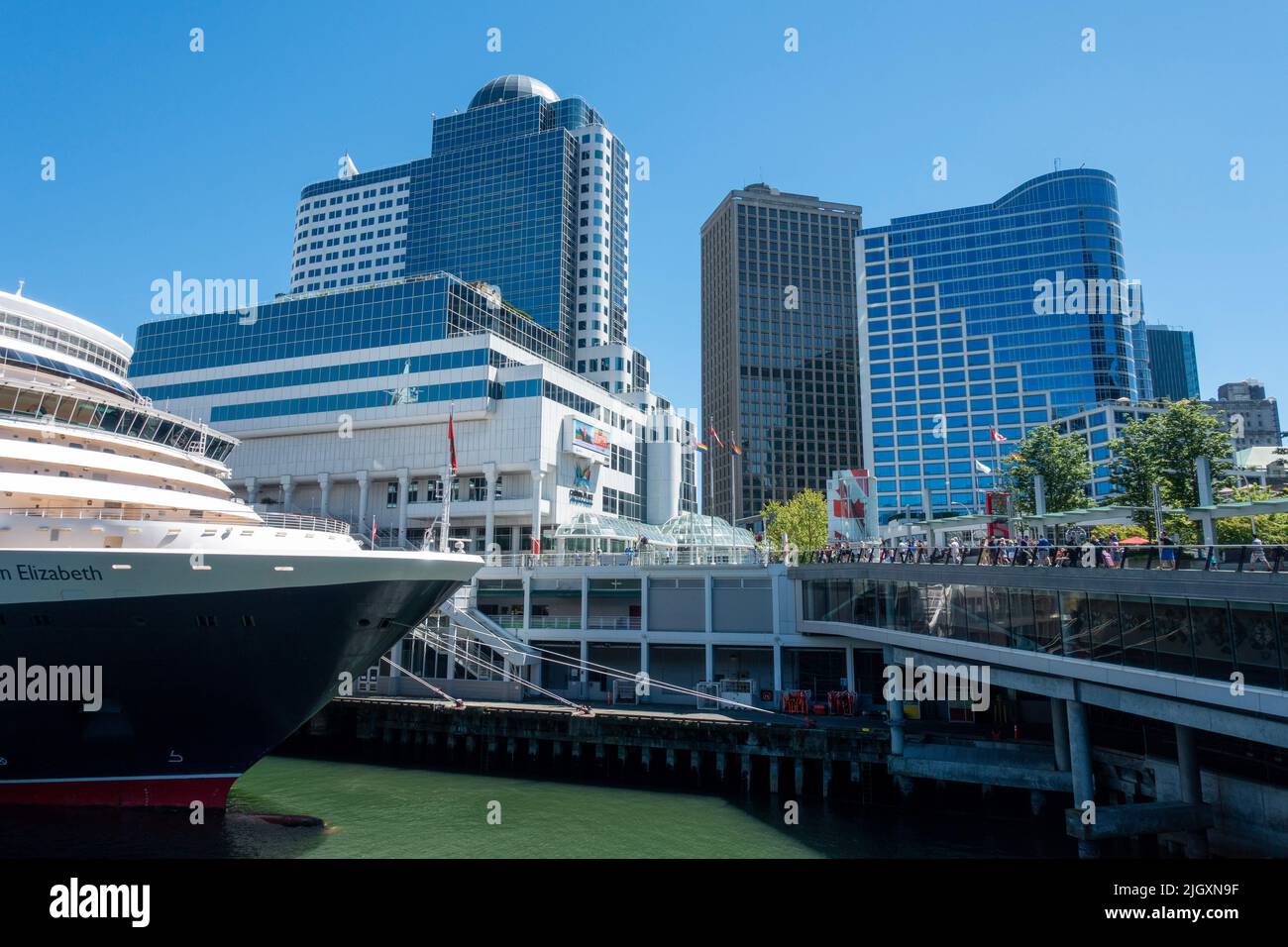 Scenic view at Canada Place with modern high rise buildings and cruise ...