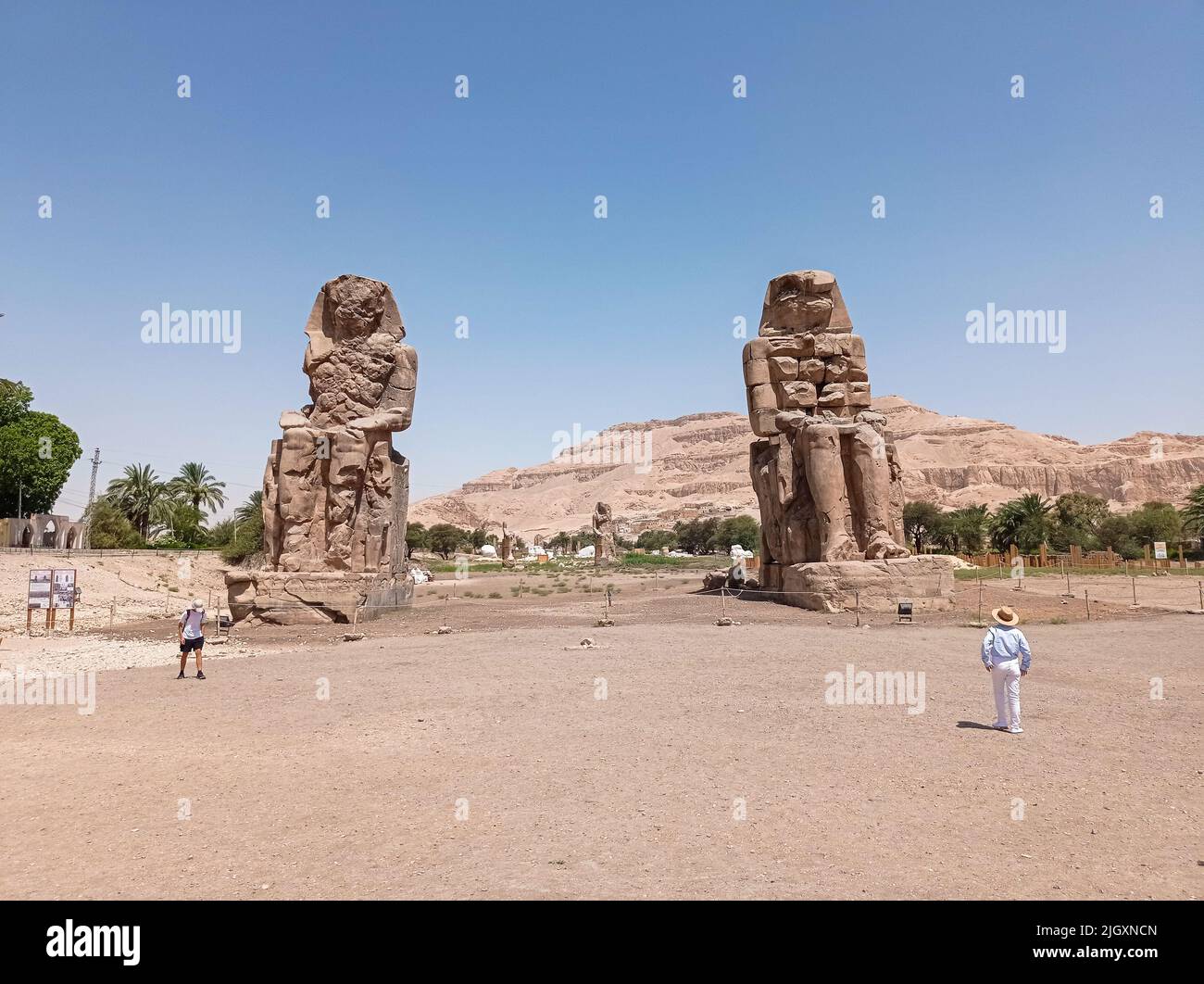 Enormous statues near the Nile river in Abhu Dabi, Egypt Stock Photo ...