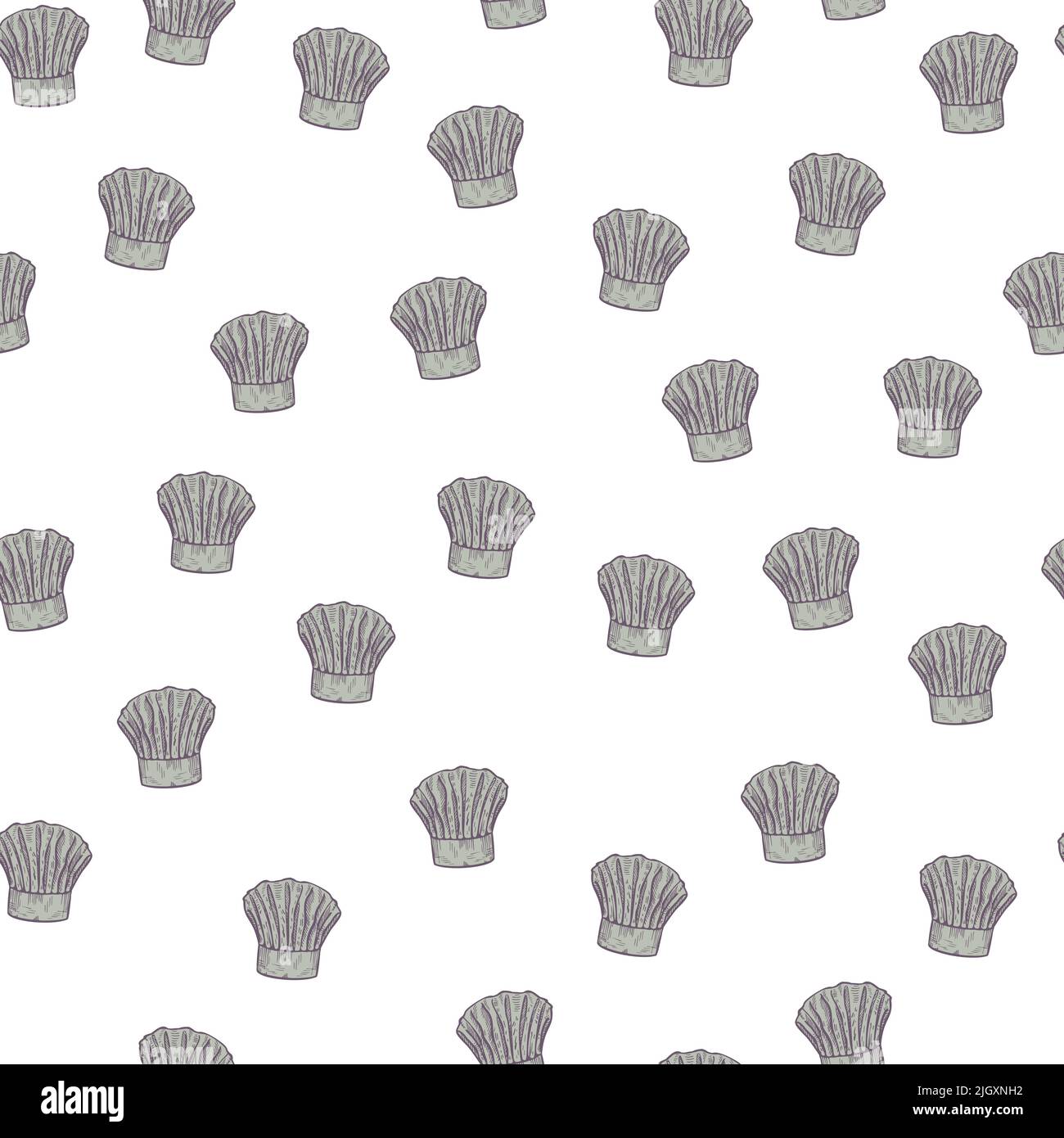 Chef hat engraved seamless pattern. Kitchen traditional element for ...