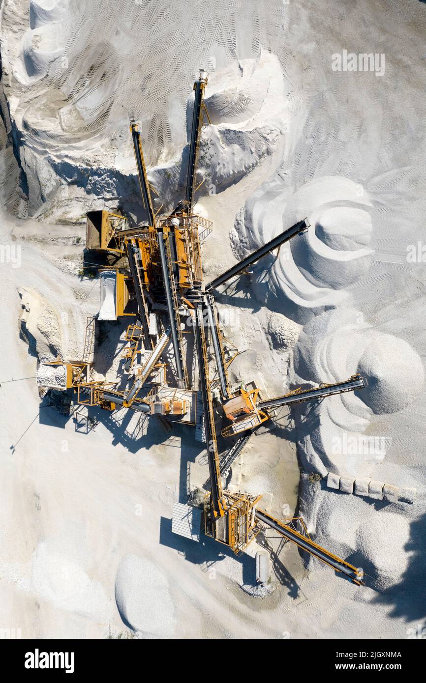 Aerial view of a stone factory intended for the construction market ...