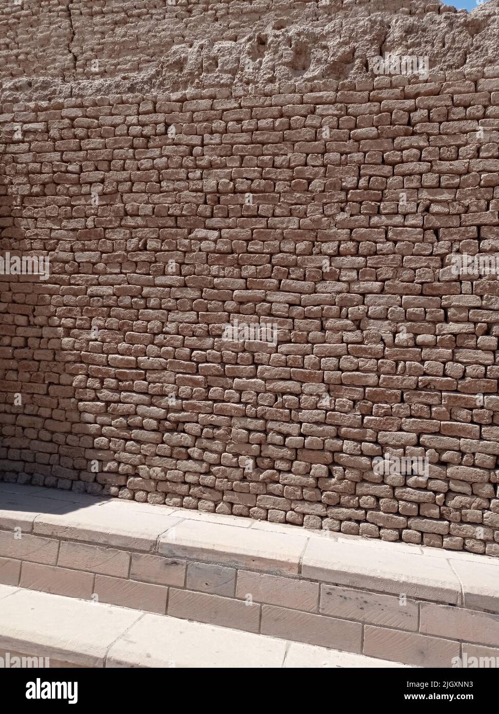 Texture of an old wall made with stone bricks of sandstone in Egypt ...