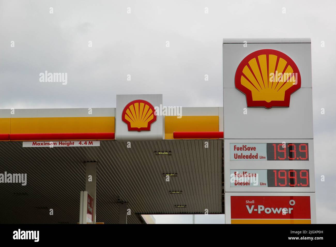 Prices of Shell Unleaded and Diesel on Display at a Petrol Station in ...