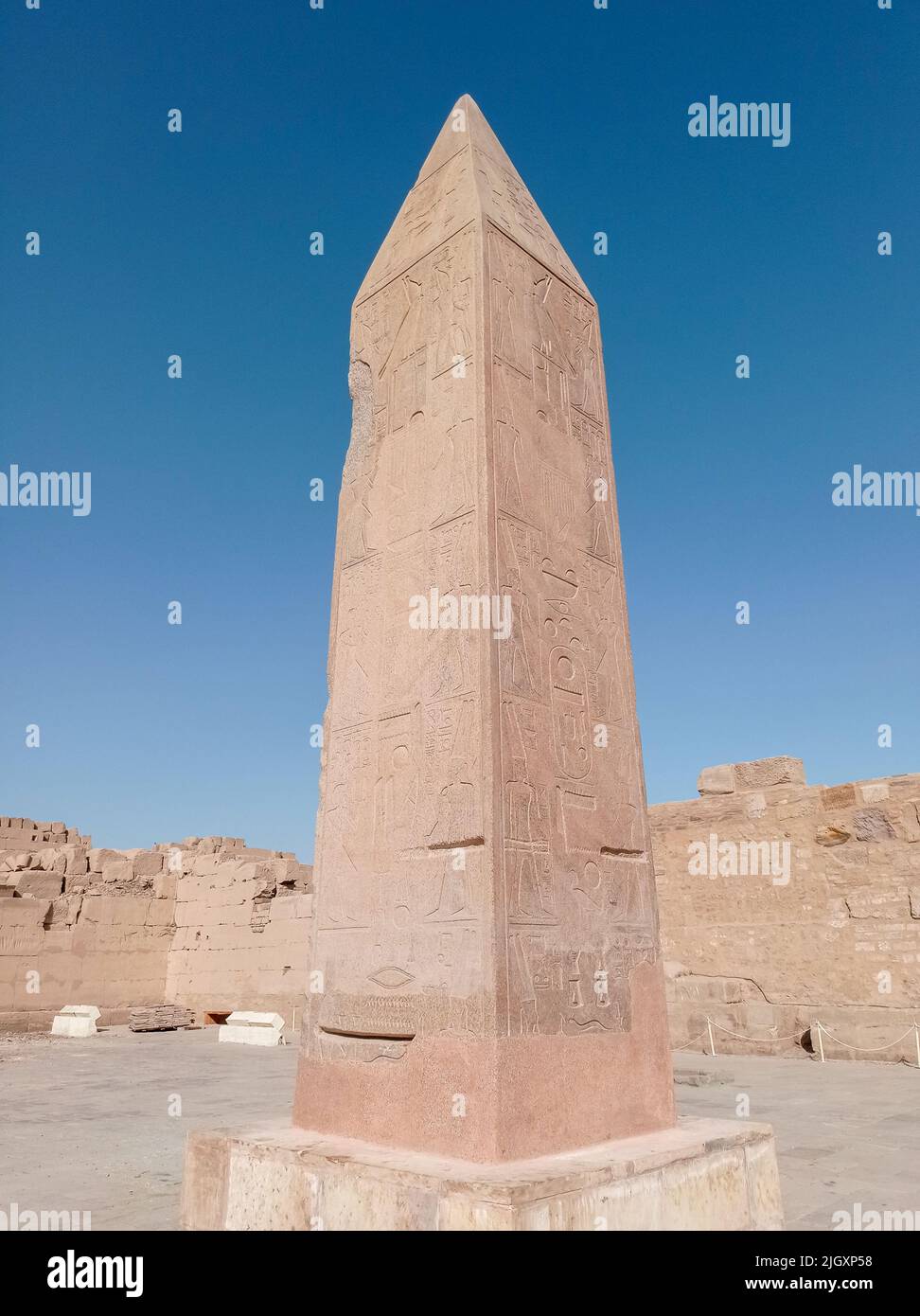 Small obelisk made of stone with hieroglyphs in Egypt, Africa Stock ...