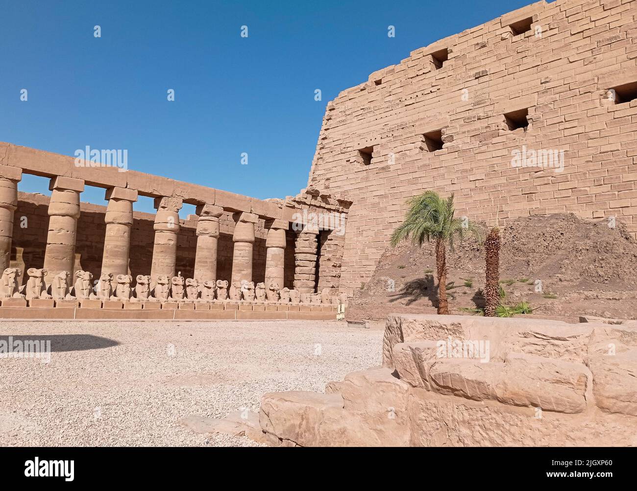 Ancient ruins on an abandoned temple with columns in Egypt, Africa ...