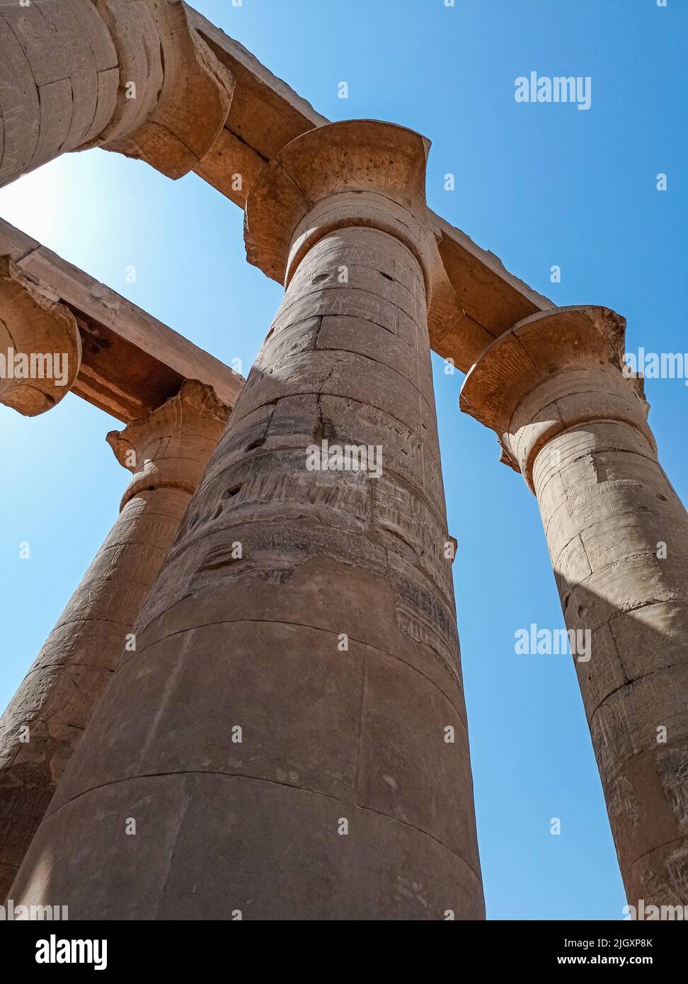 Detail of the columns on the ruins of an ancient egyptian temple full ...
